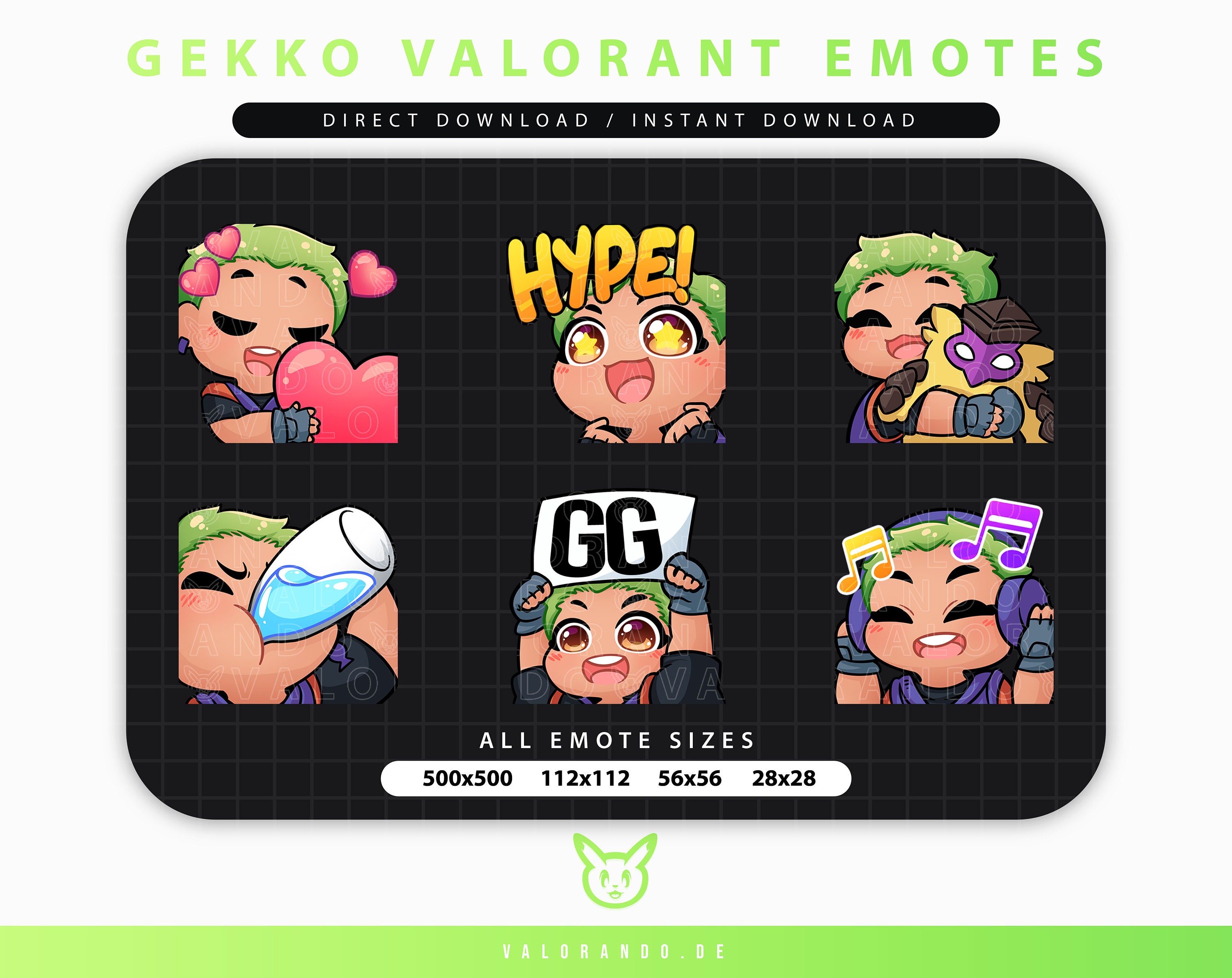 VALORANT GEKKO EMOTES (6) | Twitch | Discord | Youtube | Streaming ...