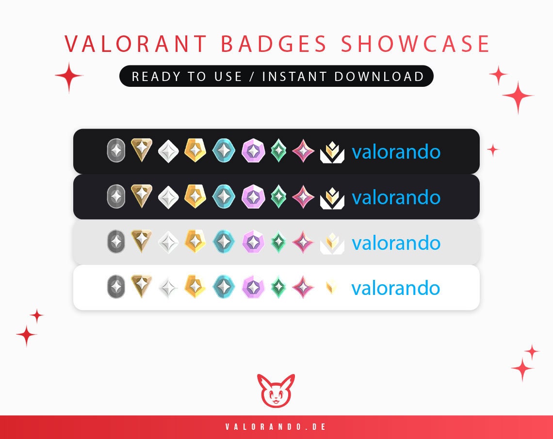 Valorant Badges Ranks (34) + Extra Ranked Badges | Bit/sub Badges ...