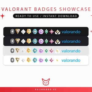 Valorant Badges Ranks (34) + Extra Ranked Badges | Bit/sub Badges ...