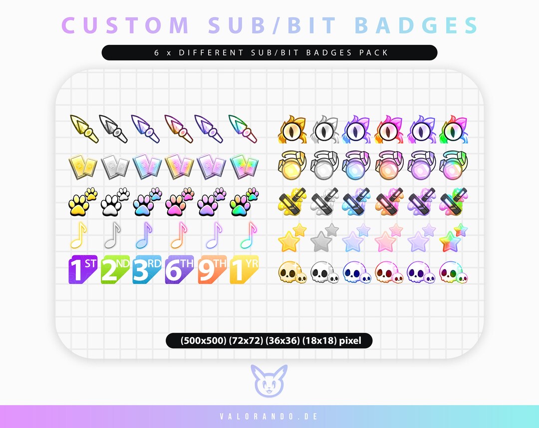 TWITCH SUB BADGES (6) Twitch Custom Sub Badges | Discord | Youtube ...