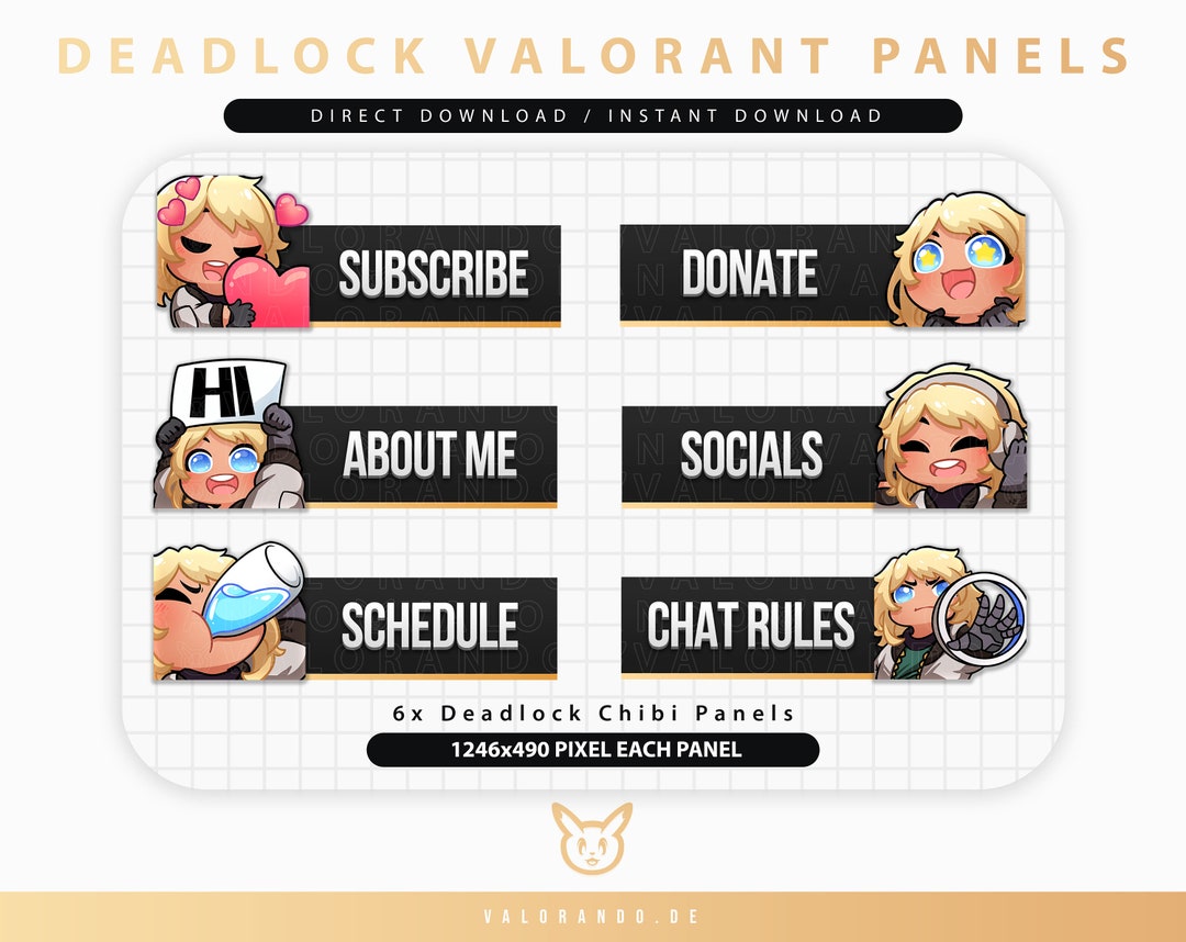 DEADLOCK TWITCH PANELS (6) | Twitch | Discord | Youtube | Streaming ...