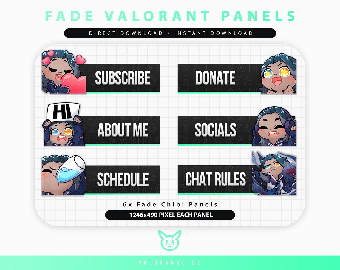 FADE TWITCH PANELS (6) | Twitch | Discord | Youtube | Streaming | Cute ...