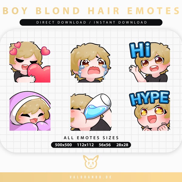 Blond Boy Twitch Emotes - Etsy