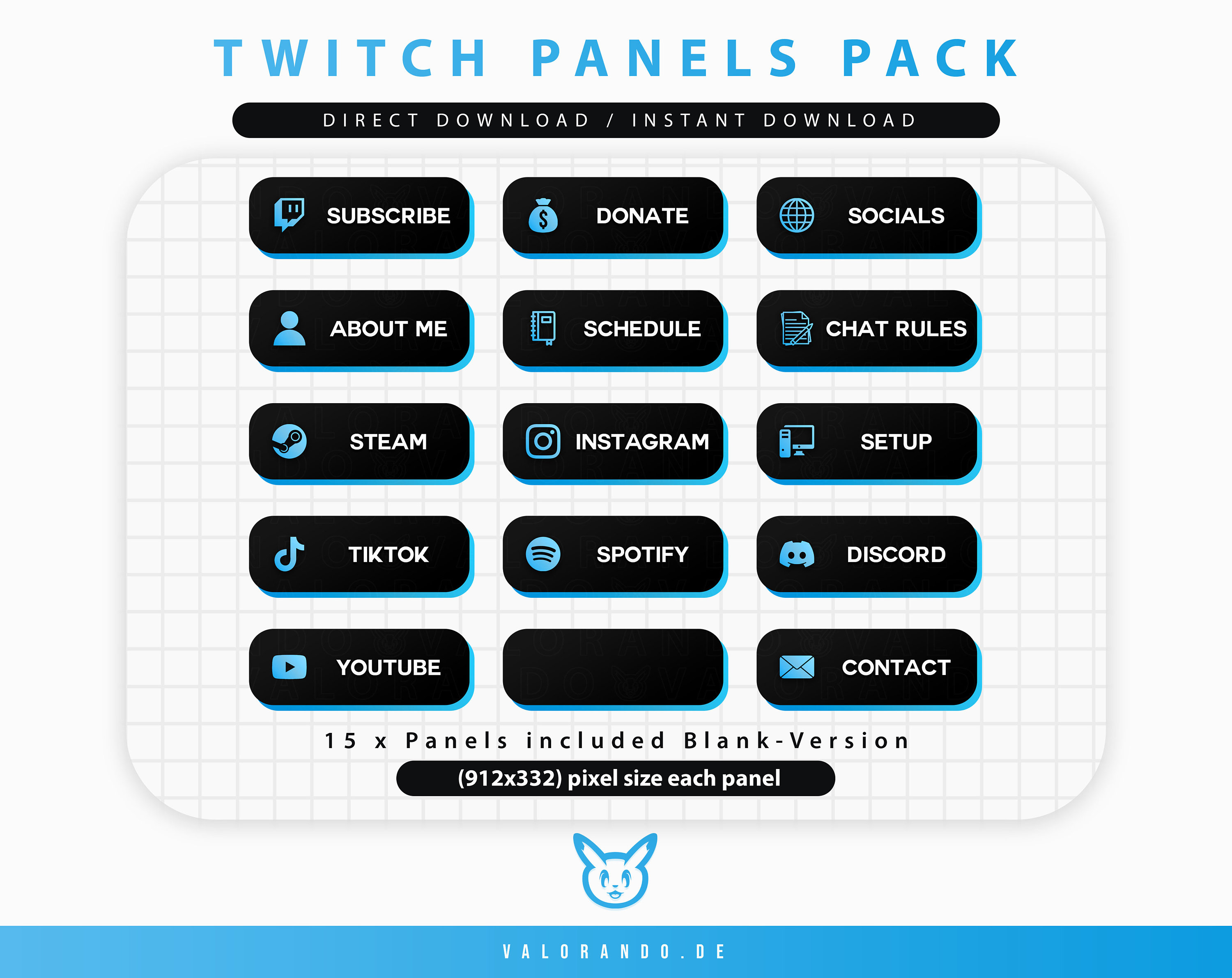 TWITCH PANELS PACK 15 Clean Blue Panels for Twitch Clean - Etsy