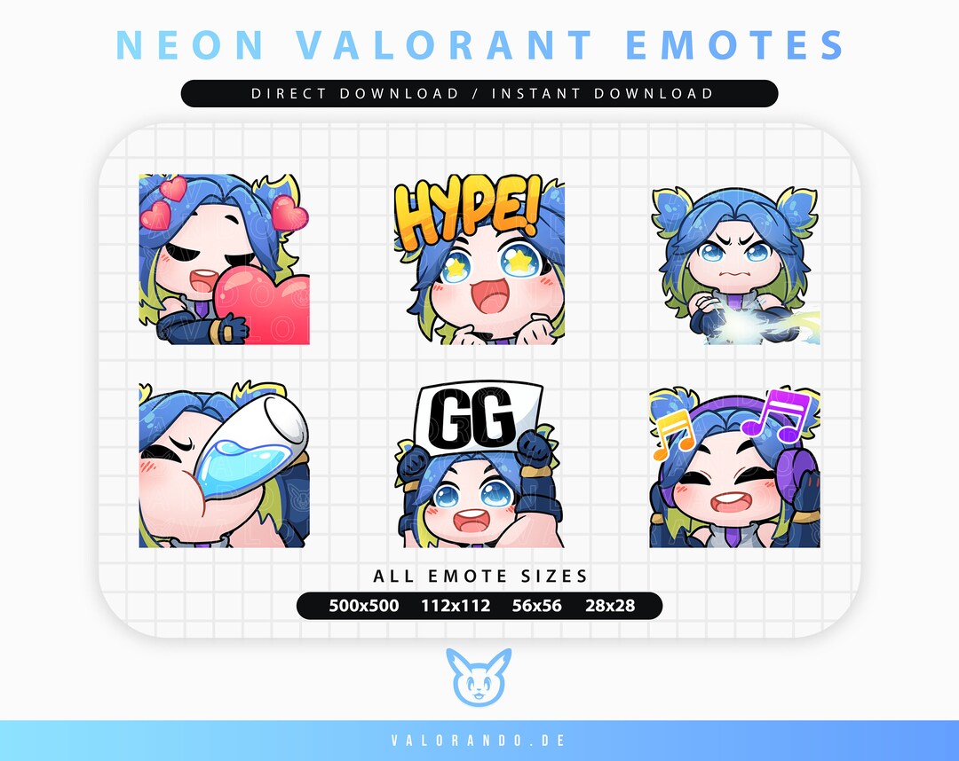 VALORANT NEON EMOTES (6) | Twitch | Discord | Youtube | Streaming ...