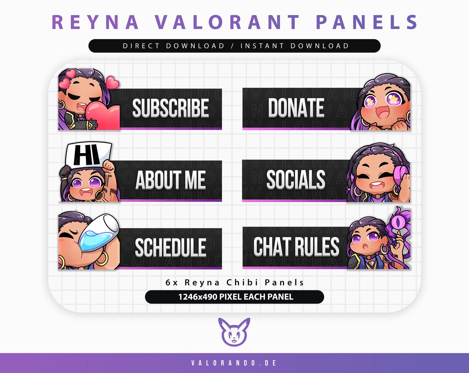 XXL STREAM PACKAGE Reyna Valorant Emotes, Panels and Sub-/bit-badges ...