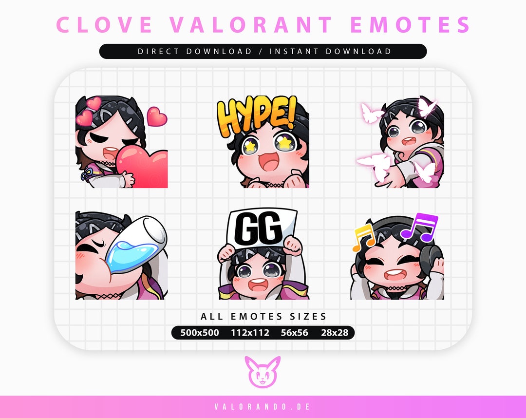 VALORANT CLOVE EMOTES (6) | Twitch | Discord | Youtube | Streaming ...