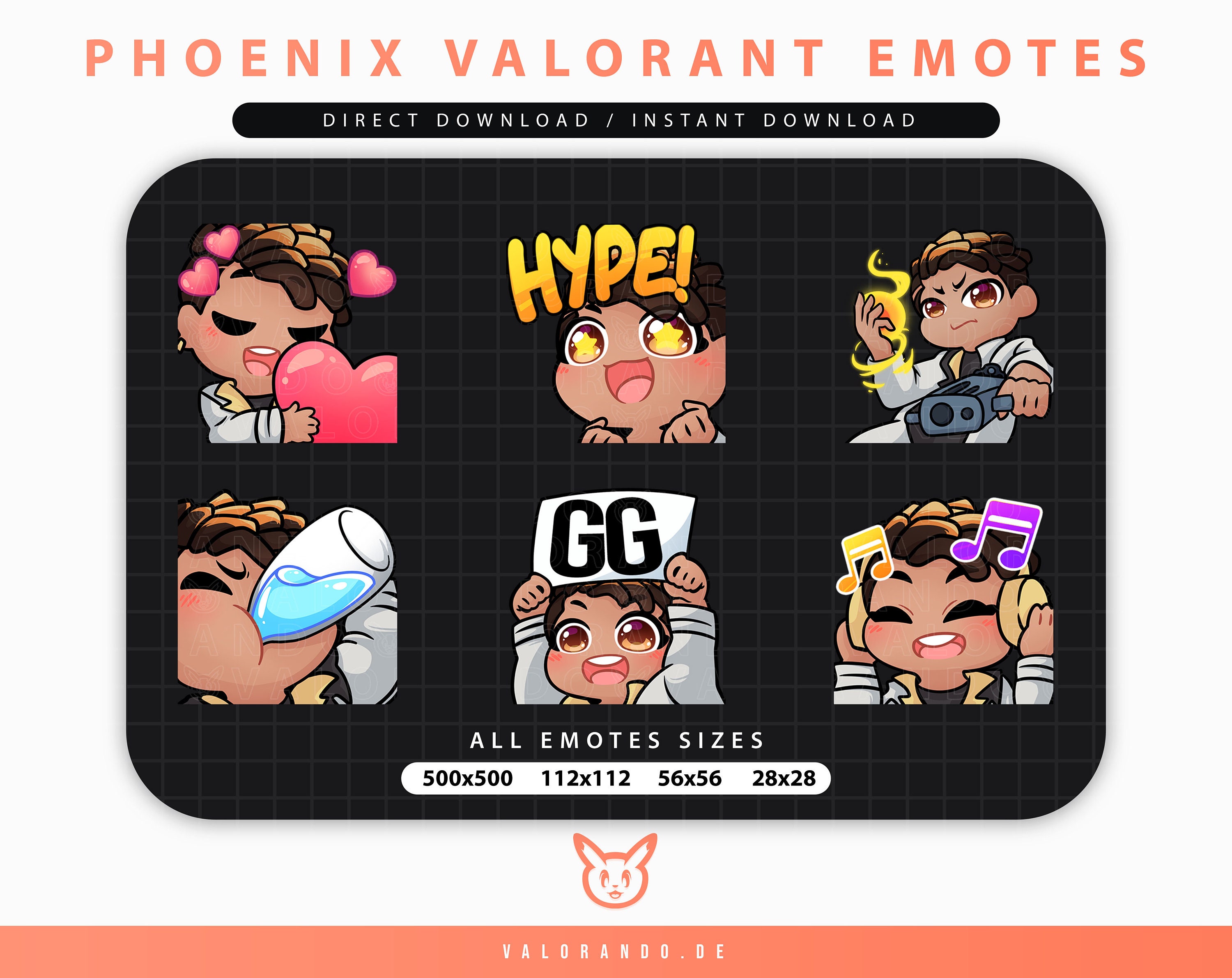 VALORANT PHOENIX EMOTES (6) | Twitch | Discord | Youtube | Streaming ...