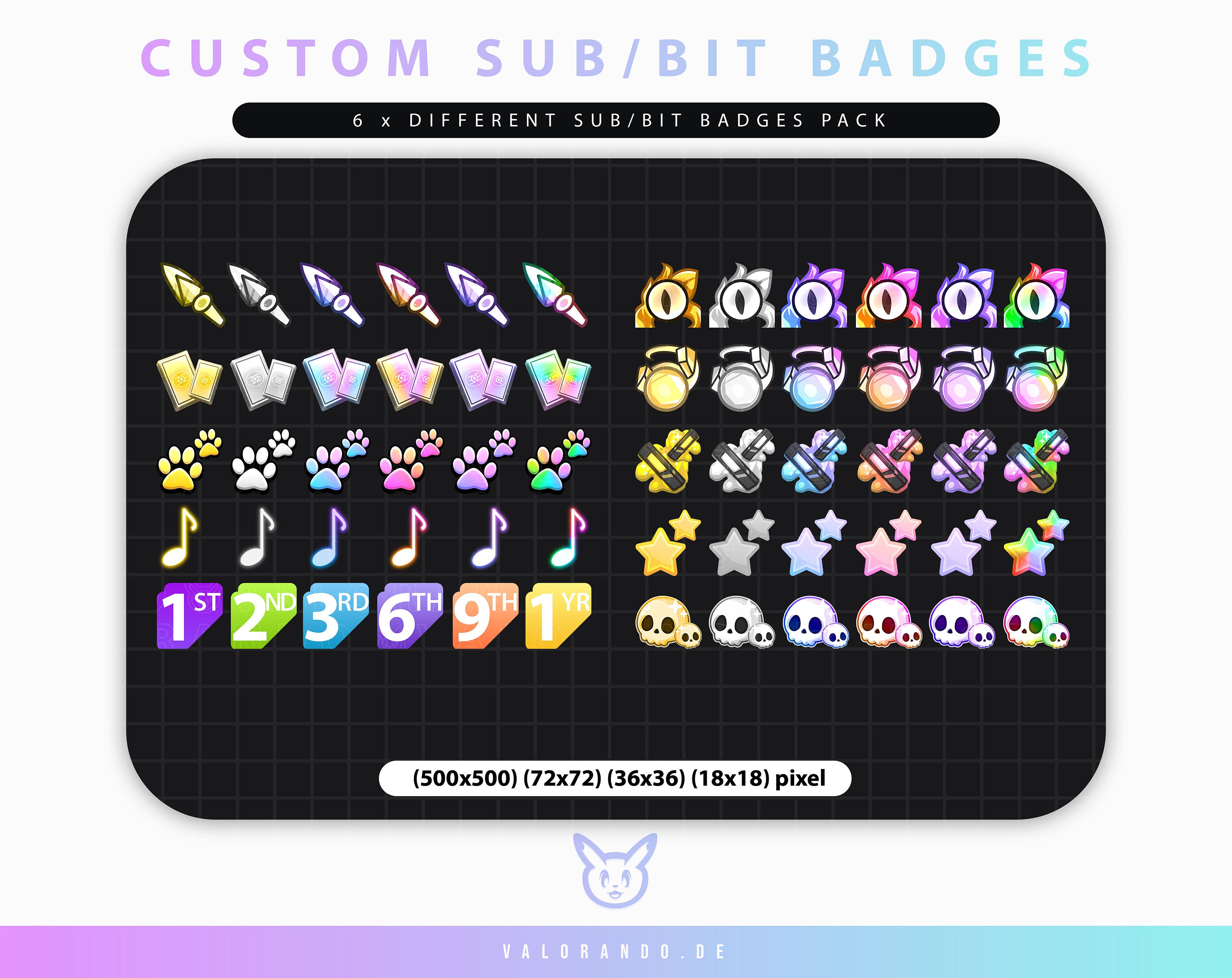 TWITCH SUB BADGES (6) Twitch Custom Sub Badges | Discord | Youtube ...