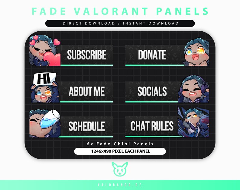 FADE TWITCH PANELS (6) | Twitch | Discord | Youtube | Streaming | Cute ...