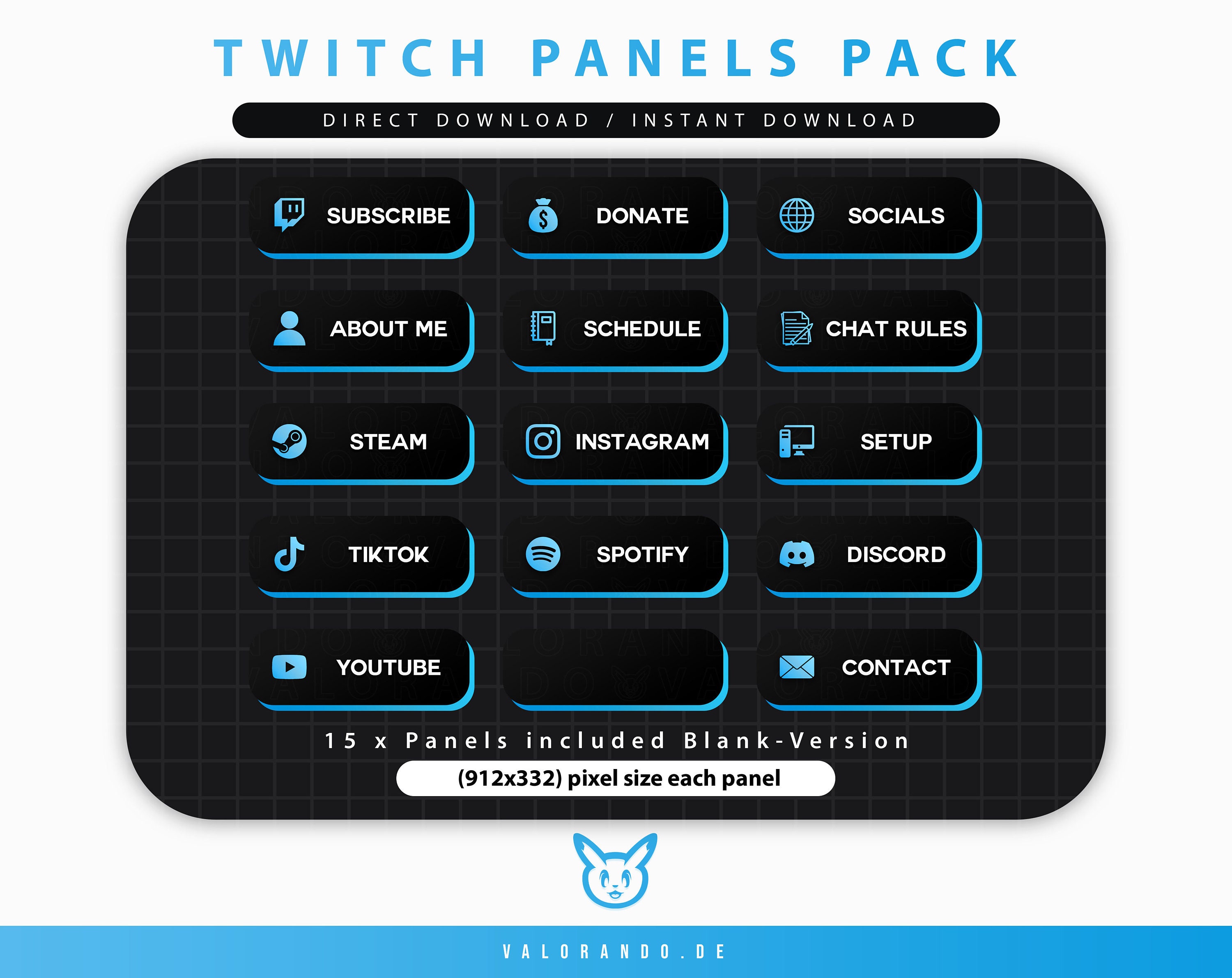 TWITCH PANELS PACK (15) - Clean Blue Panels for Twitch | Clean Neon ...