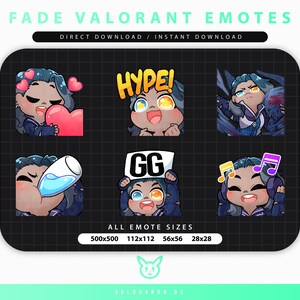 VALORANT FADE EMOTES 6 Twitch Discord Youtube Streaming Cute Chibi Fade ...