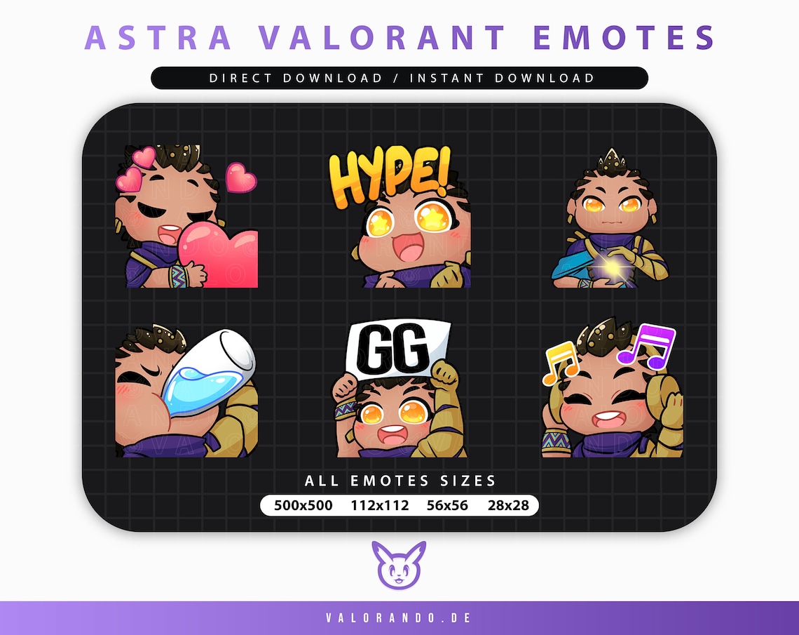 VALORANT ASTRA EMOTES (6) | Twitch | Discord | Youtube | Streaming ...