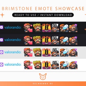 VALORANT BRIMSTONE EMOTES (6) | Twitch | Discord | Youtube | Streaming ...