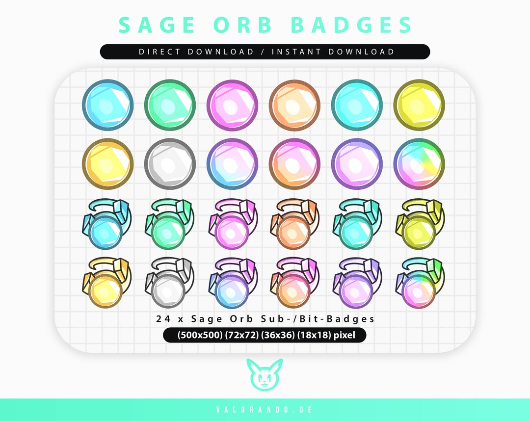 SAGE BADGES ORBS (24) Twitch Sub Badges | Discord | Youtube | Valo Sage ...
