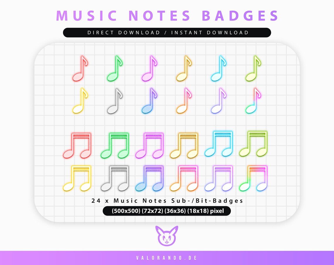 MUSIC NOTES BADGES (24) Music Emotes | Cheer/sub Badges Twitch Music ...