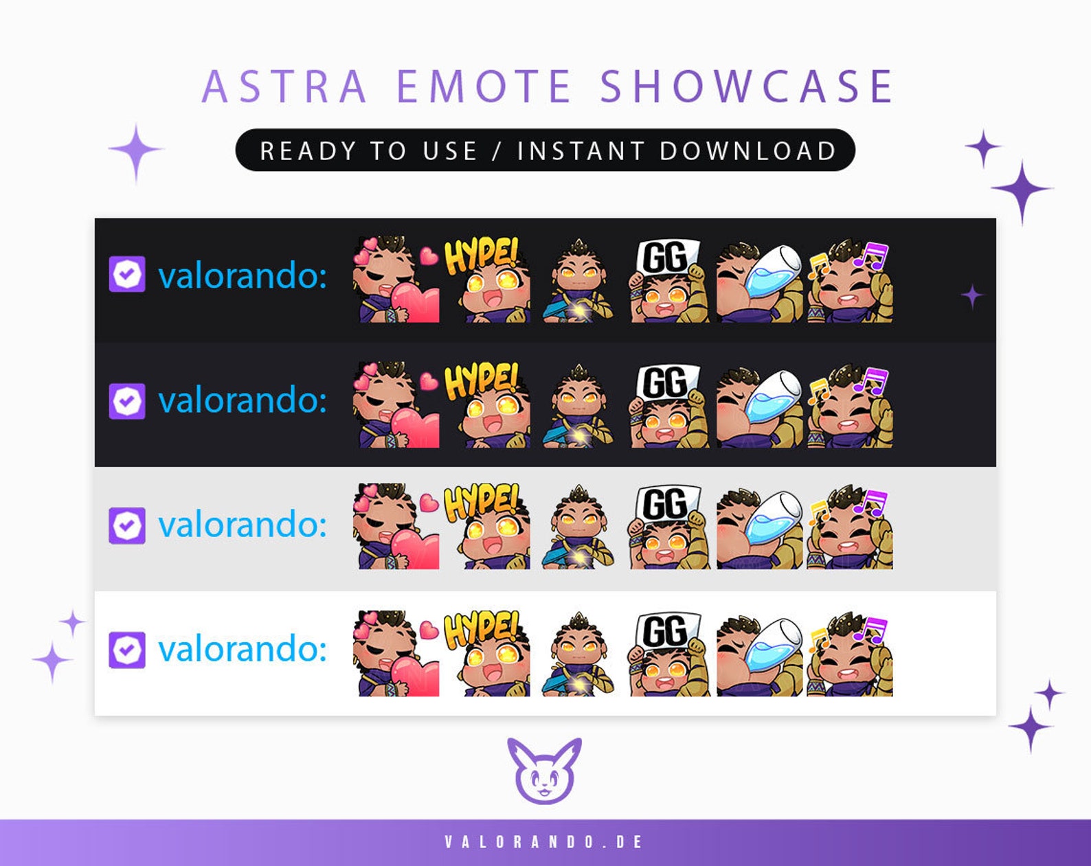 VALORANT ASTRA EMOTES (6) | Twitch | Discord | Youtube | Streaming ...