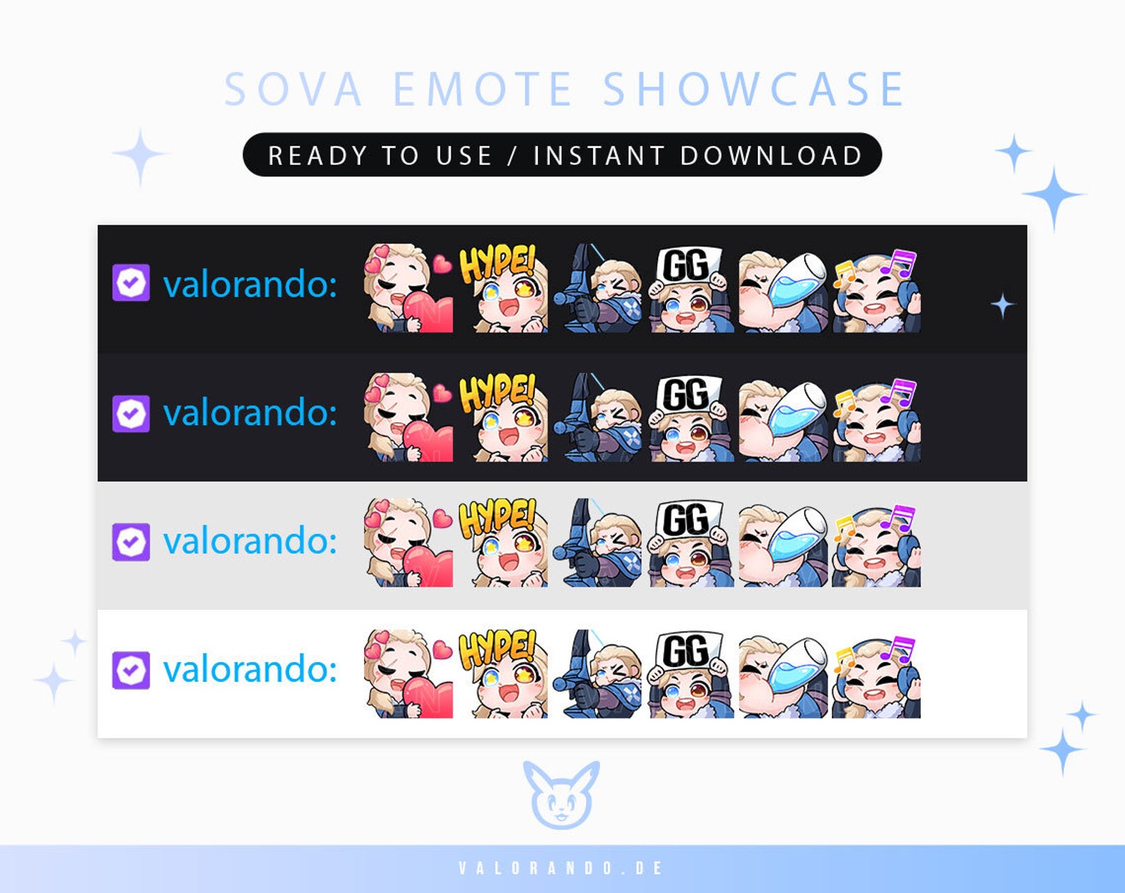 VALORANT SOVA EMOTES (6) | Twitch | Discord | Youtube | Streaming ...
