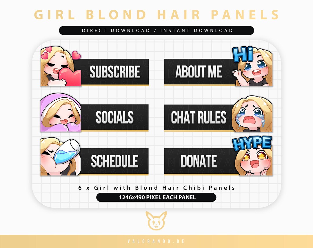 TWITCH PANELS PACK 6 Twitch Discord Youtube Streaming Cute Chibi Girl ...