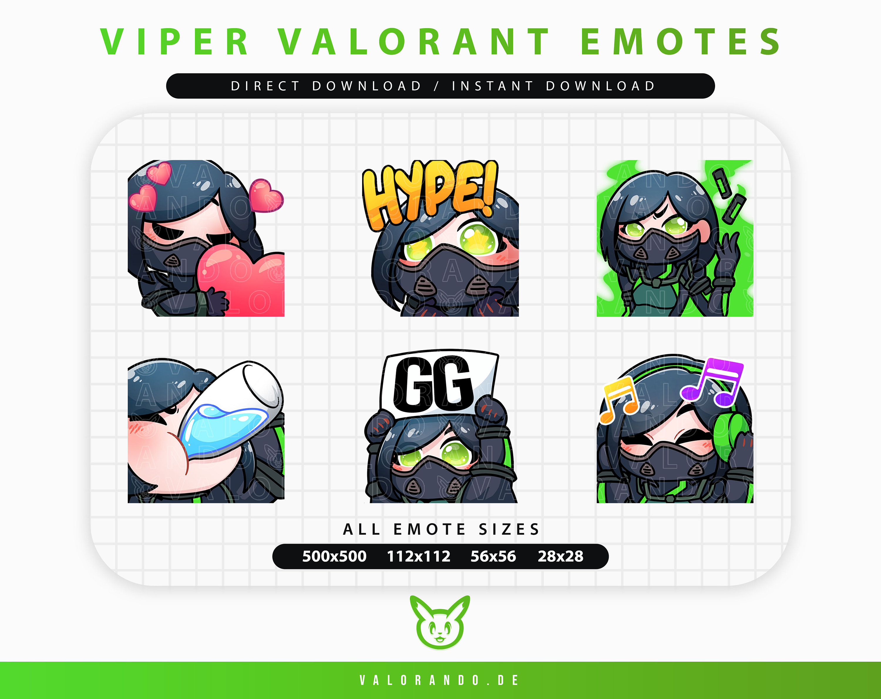 VALORANT VIPER EMOTES (6) | Twitch | Discord | Youtube | Streaming ...