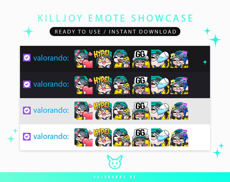 VALORANT KILLJOY EMOTES (6) | Twitch | Discord | Youtube | Streaming ...