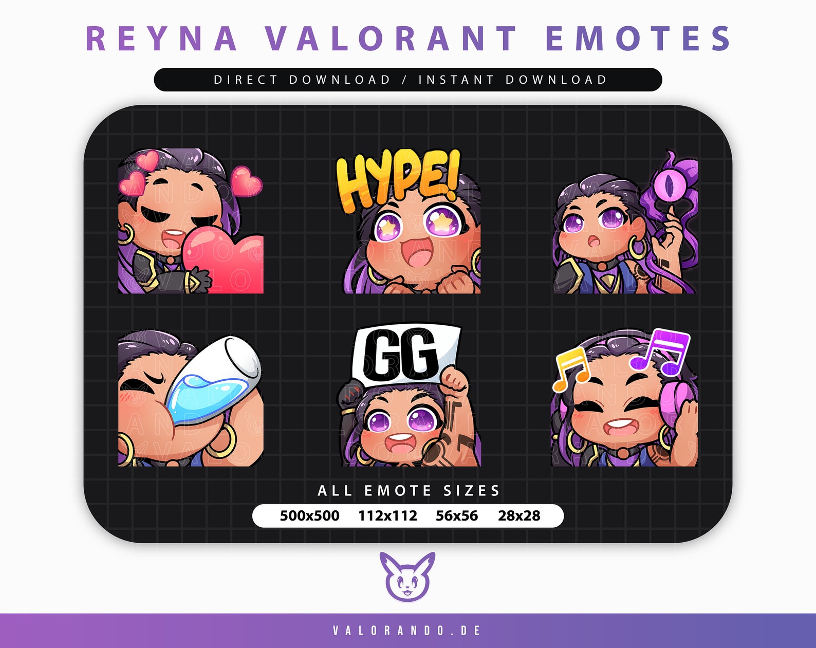 VALORANT REYNA EMOTES 6 Twitch Discord Youtube - Etsy
