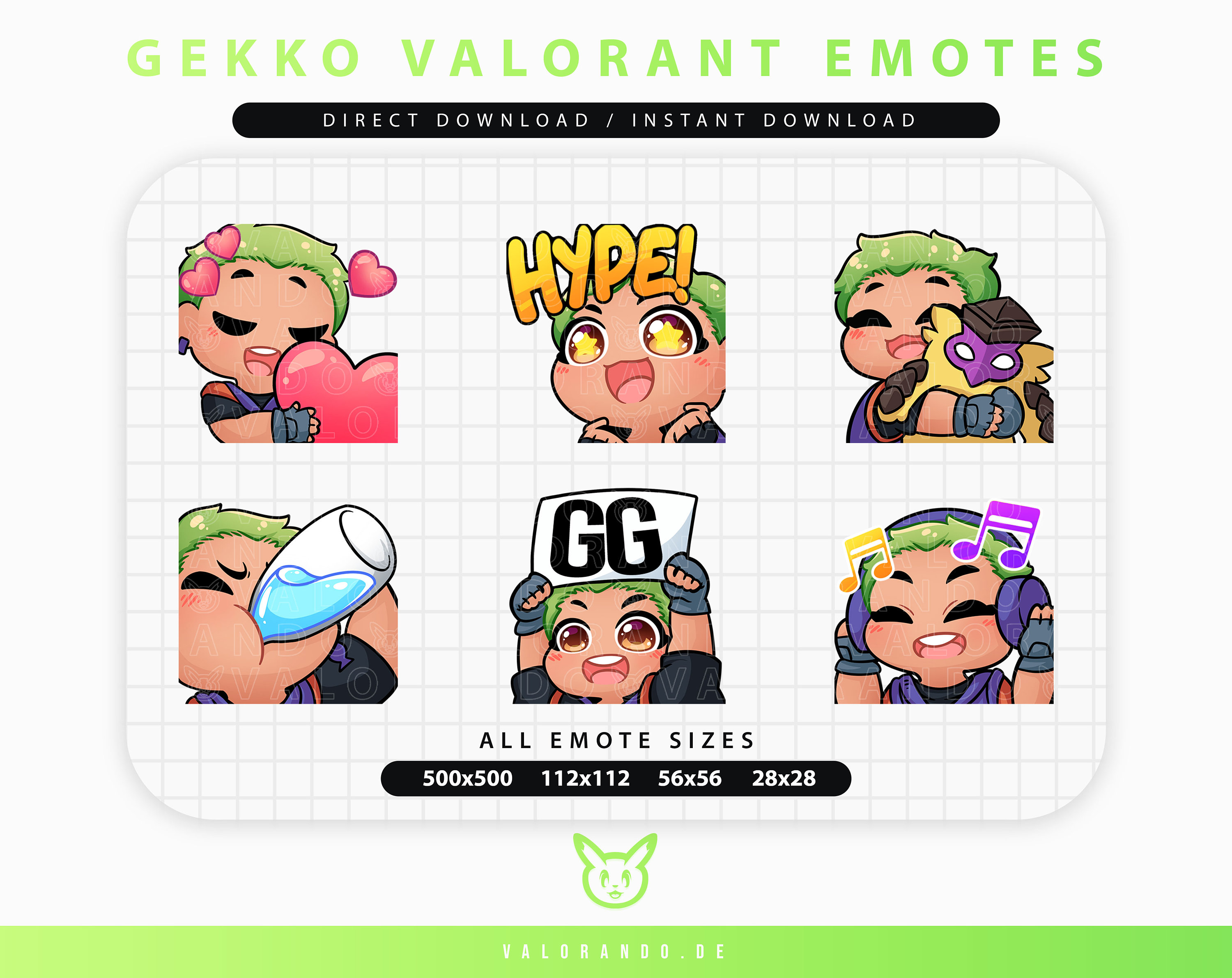 VALORANT GEKKO EMOTES (6) | Twitch | Discord | Youtube | Streaming ...