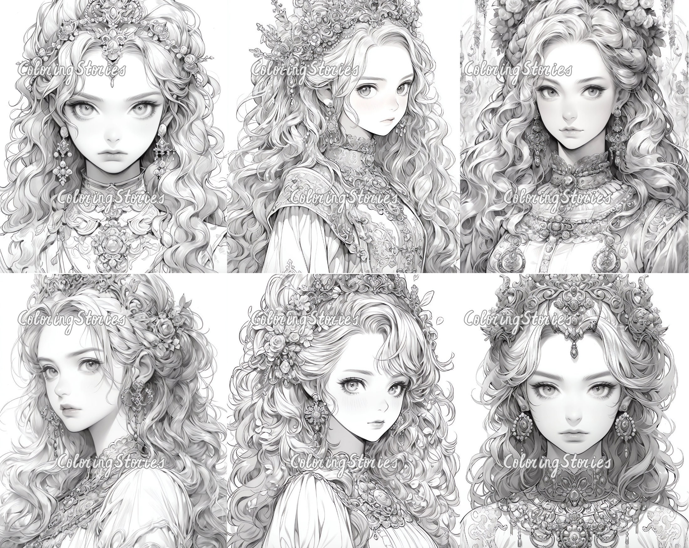 30 Princesses Part 2 Digital Coloring Book Fashion Girls Coloring Pages ...