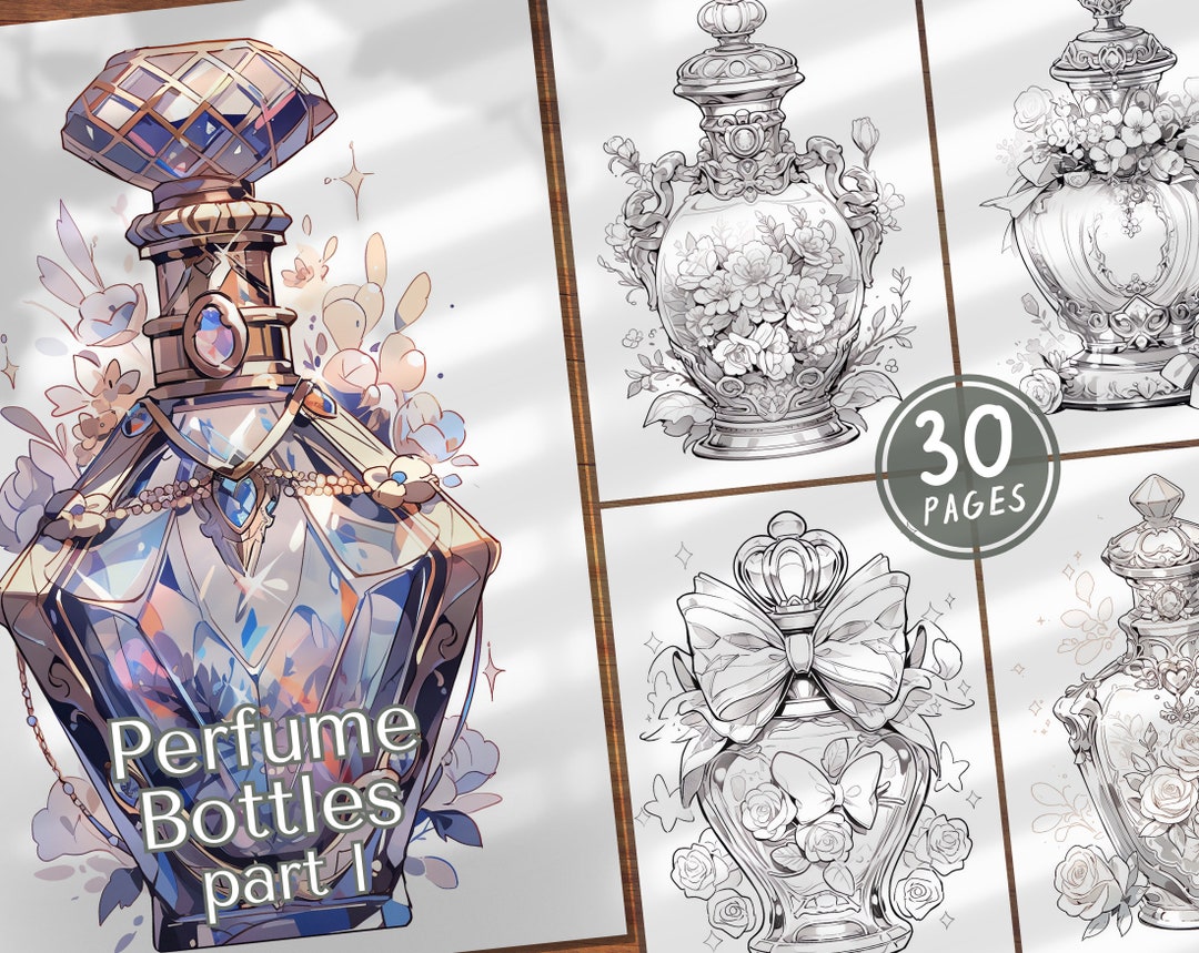 30 Perfume Bottles Part 1 Digital Coloring Book Bottles Perfume ...