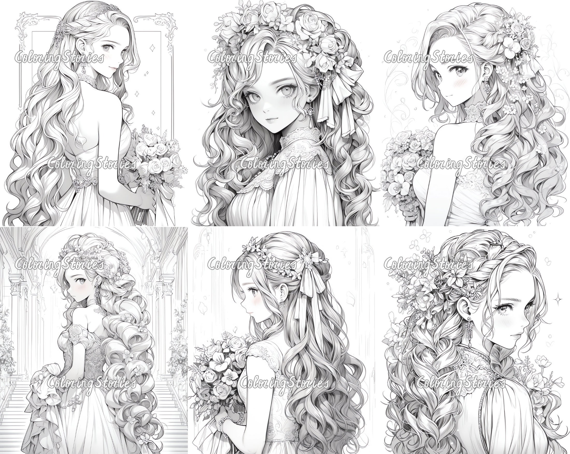 30 Bridal Style Digital Coloring Book Fashion Girls Coloring Pages ...