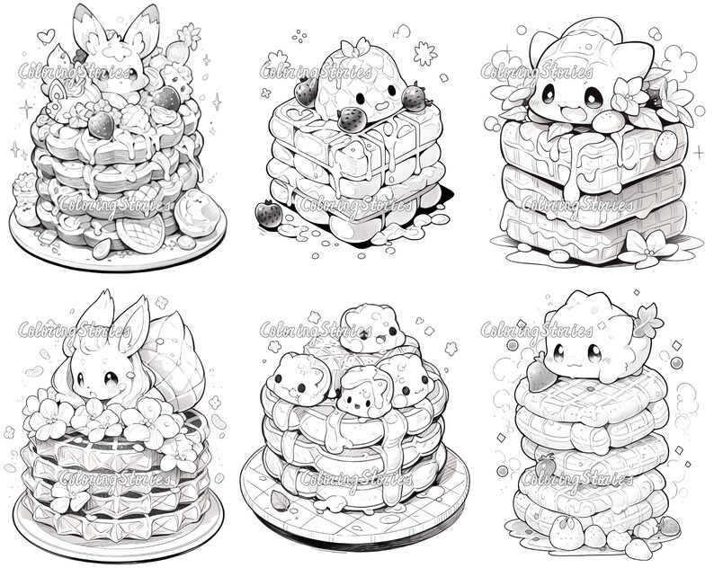 30 Waffle Day Coloring Book Ice Cream Coloring Pages Cake - Etsy