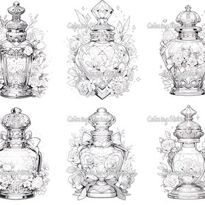 30 Perfume Bottles Part 1 Digital Coloring Book Bottles Perfume ...