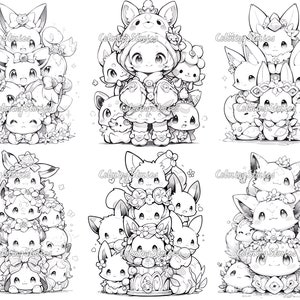 30 Cute Kawaii Fantasy Animals Part 1 Coloring Pages Adults and Kids ...