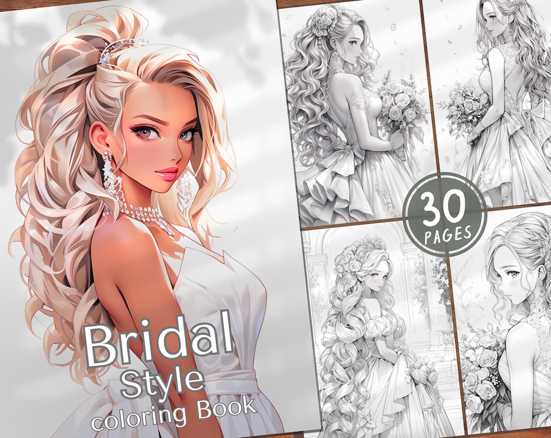 30 Bridal Style Digital Coloring Book Fashion Girls Coloring Pages ...