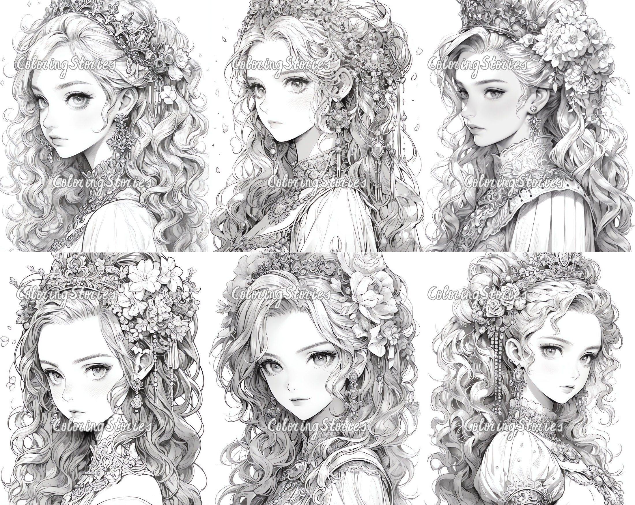 30 Princesses Part 2 Digital Coloring Book Fashion Girls Coloring Pages ...