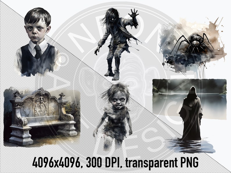 25 Scary and Spooky Clip Art, Transparent PNG, Commercial Use, Horror ...