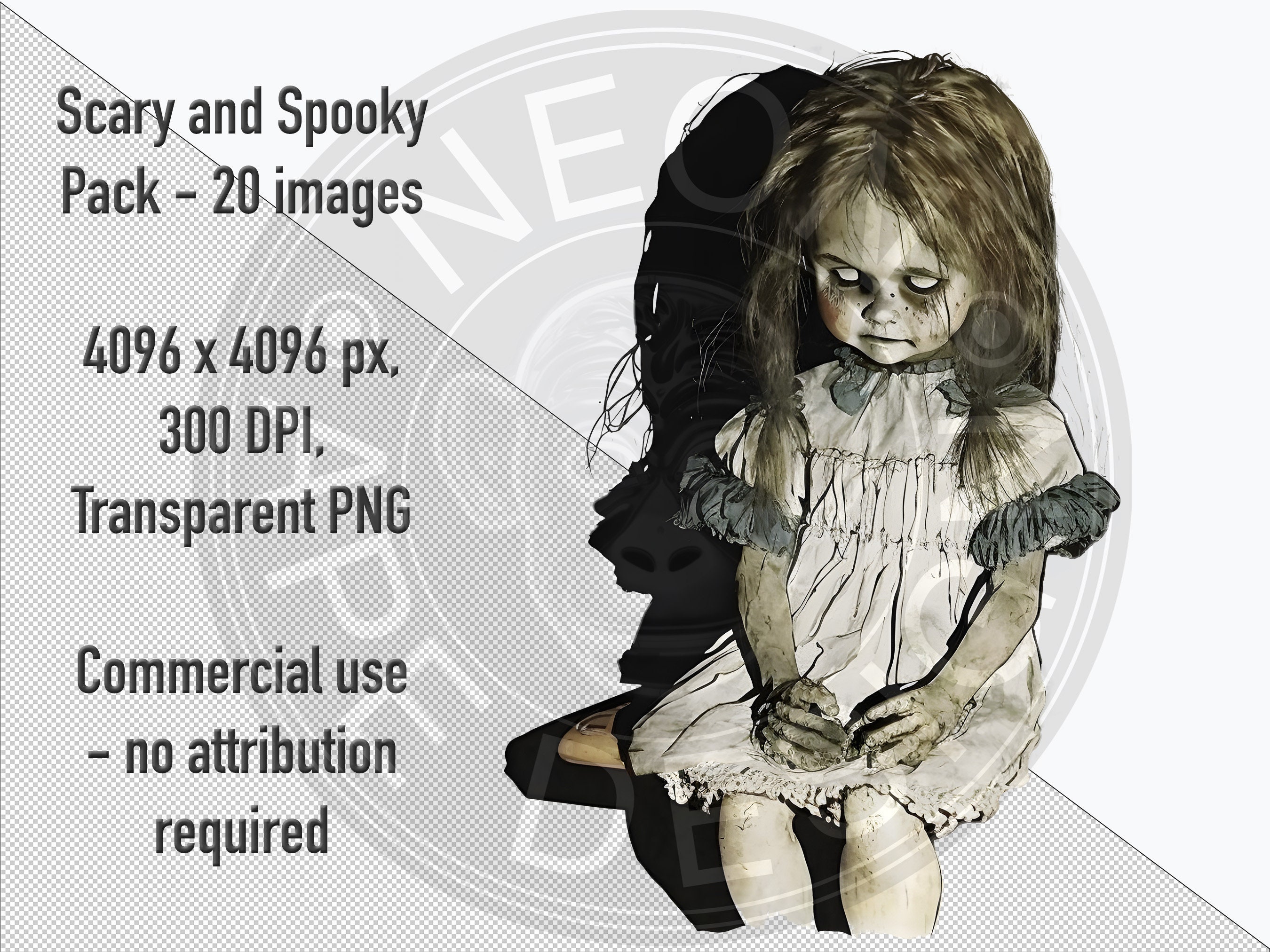 25 Scary and Spooky Clip Art, Transparent PNG, Commercial Use, Horror ...