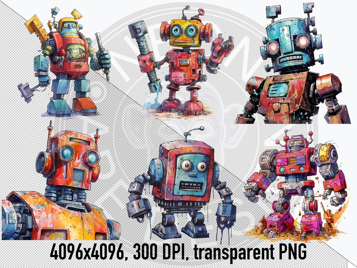 20 Rocking Robots Clip Art, Transparent PNG, Commercial Use, Robots ...