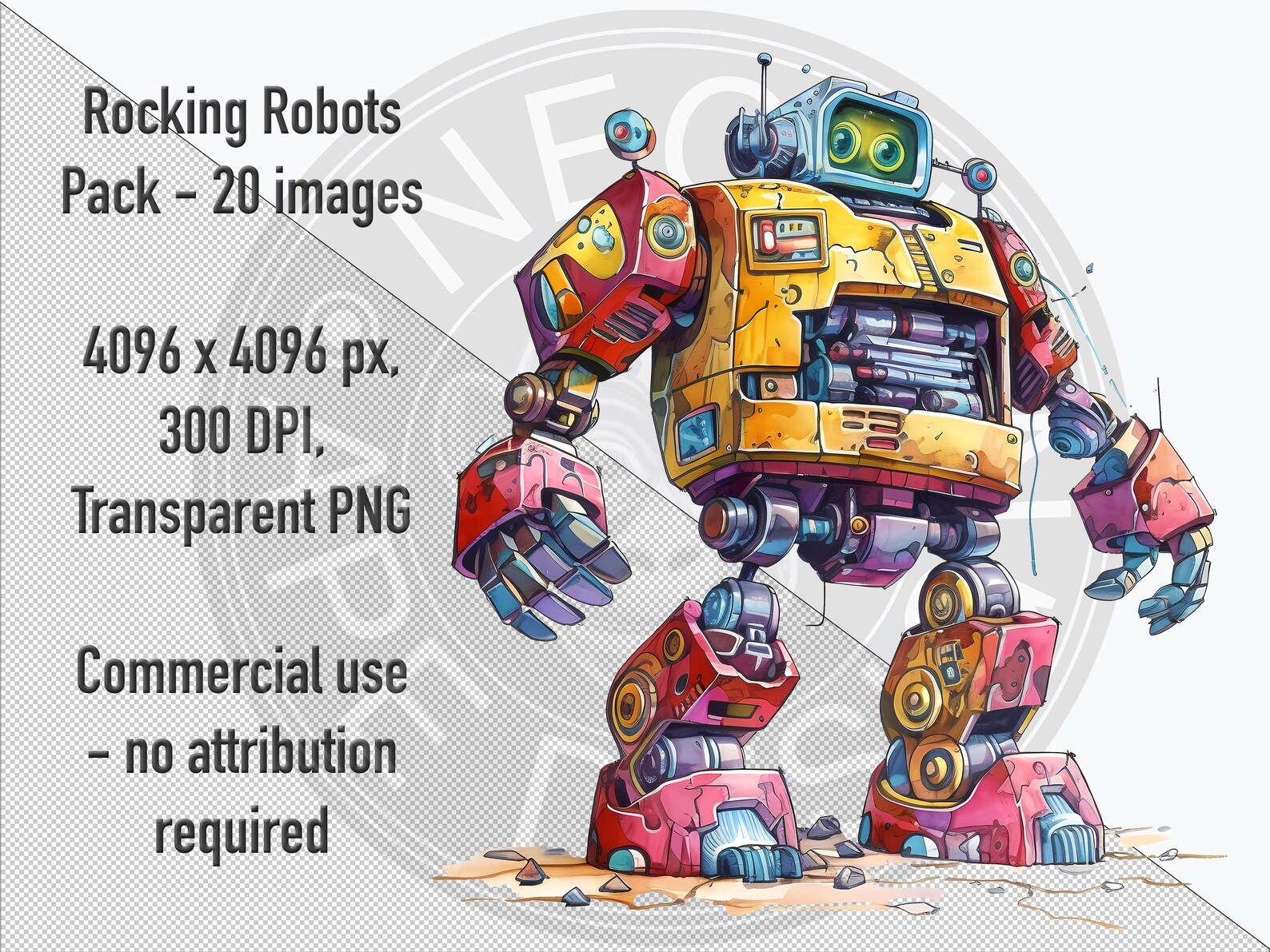 20 Rocking Robots Clip Art, Transparent PNG, Commercial Use, Robots ...