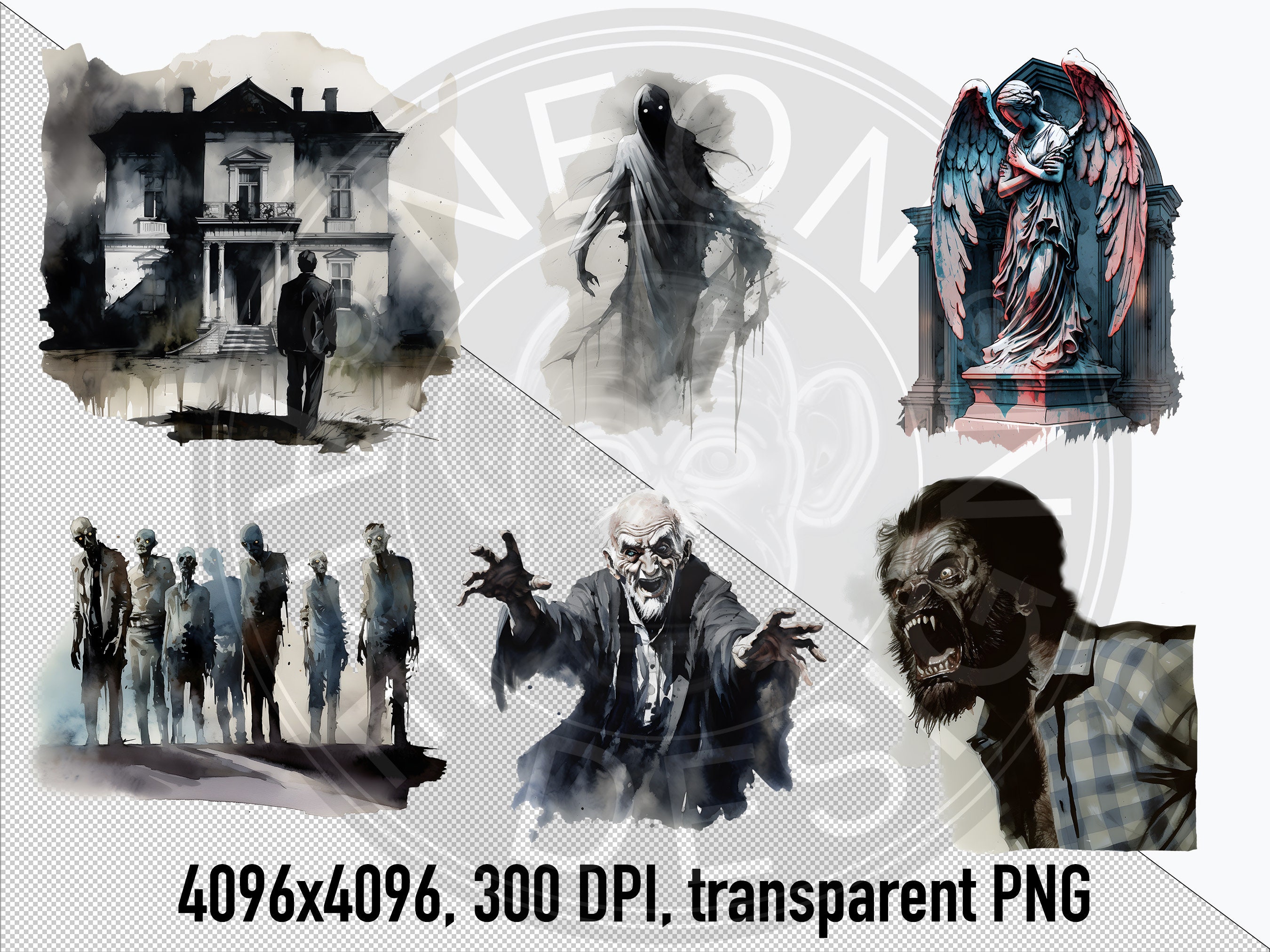 25 Scary and Spooky Clip Art, Transparent PNG, Commercial Use, Horror ...