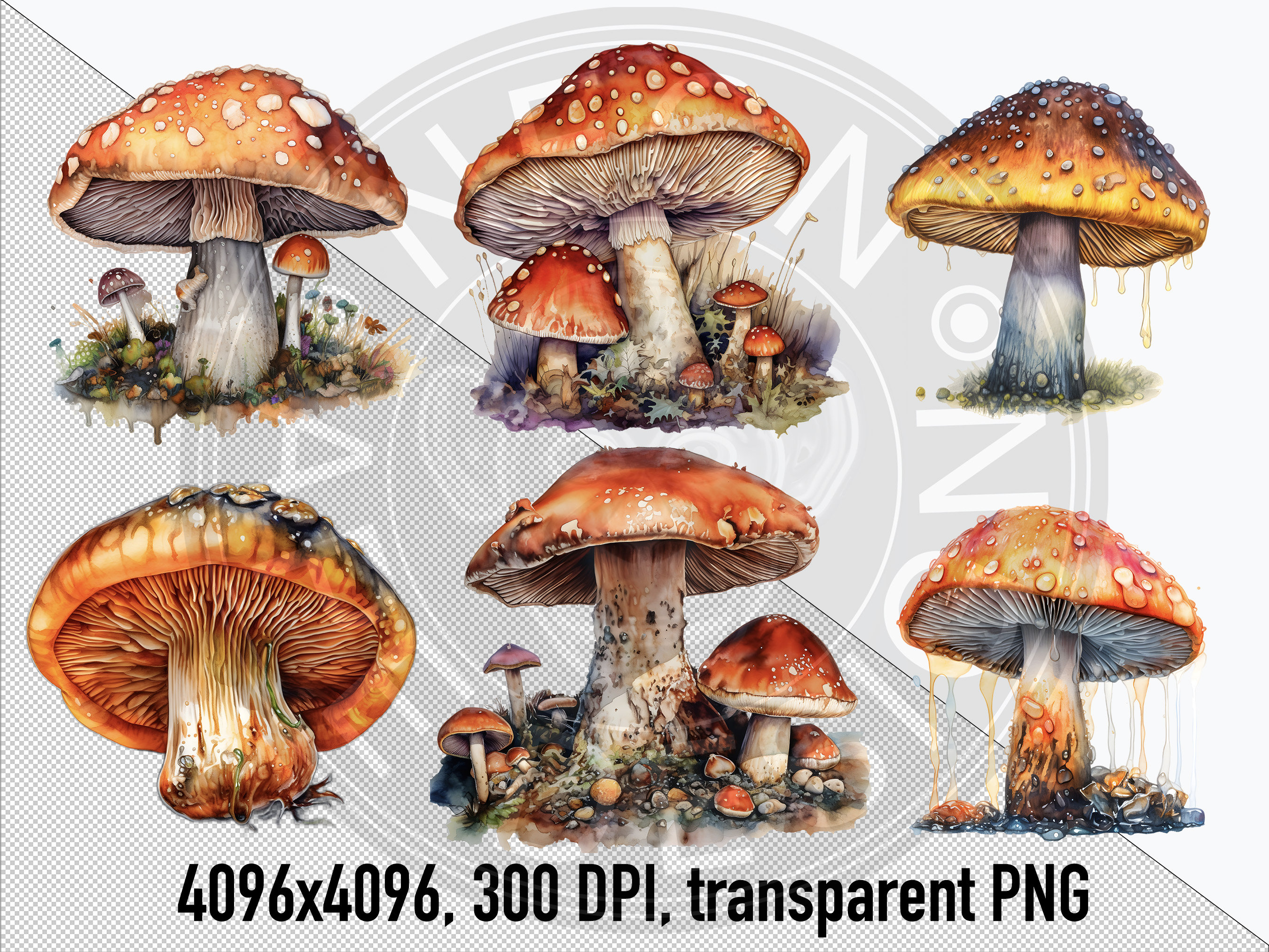 42 Funky Fungi Mushroom Clip Art, Transparent PNG, Commercial Use ...