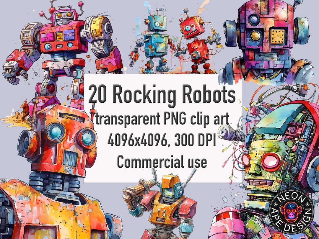 20 Rocking Robots Clip Art, Transparent PNG, Commercial Use, Robots ...