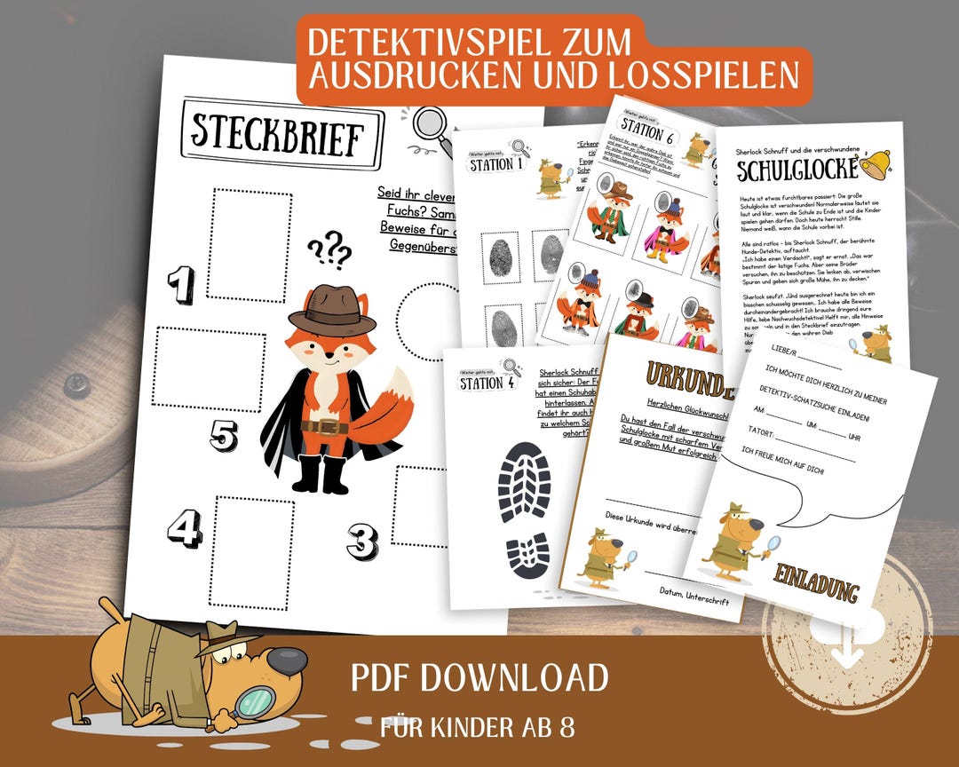 Detective Birthday Party Puzzles - Printable PDF Download | for ...