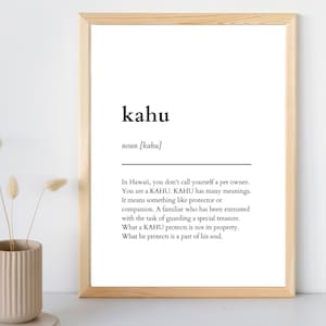 Kahu Definition Poster | Kahu Hawaiian Meaning Pet Owners | Dog Poster ...