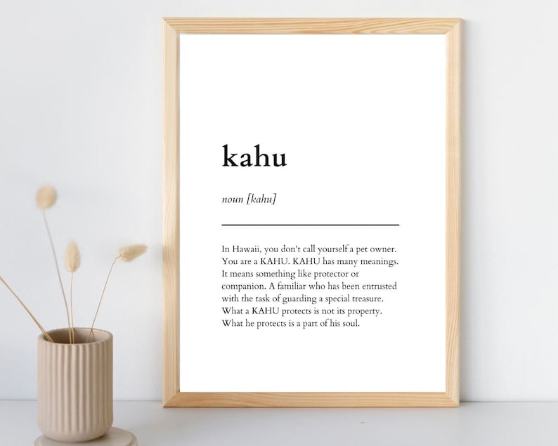 Kahu Definition Poster | Kahu Hawaiian Meaning Pet Owners | Dog Poster ...