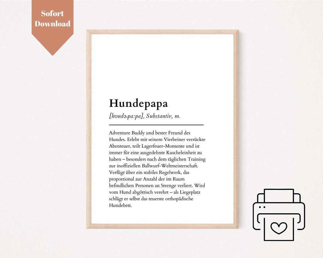 Dog Dad Definition Poster | Dog Dad Meaning | A4 Poster to Print ...