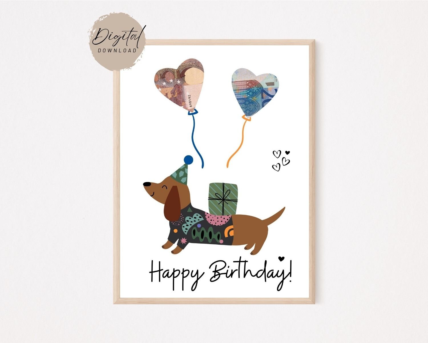 Money Gift Dog Dachshund Money Gift for Dog Fans Birthday Gift With ...