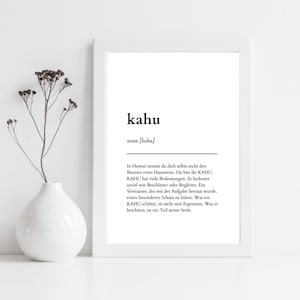 Kahu Definition Poster German | Kahu Hawaiian Meaning for Pet Owners ...