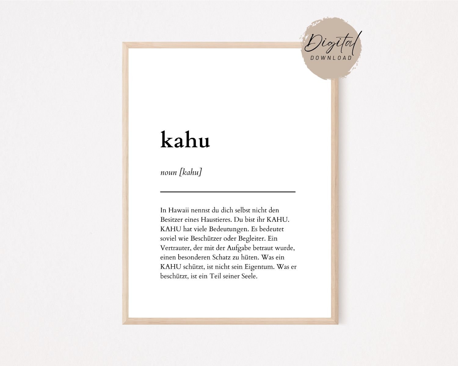 Kahu Definition Poster German | Kahu Hawaiian Meaning for Pet Owners ...