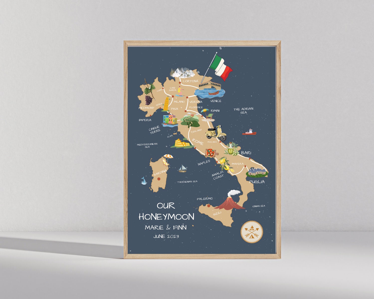 Personalized Italy Map Custom Travel Map Italy Individual Travel Map ...